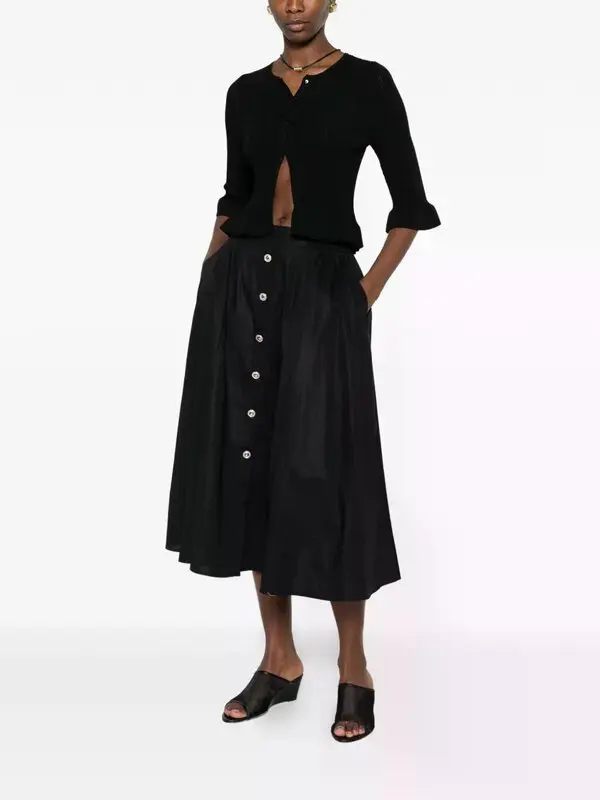 TWINSET Ribbed Knit Cardigan With Ruffled Trim