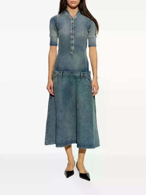 DIESEL® Ribbed-knit Panelled Midi Dress