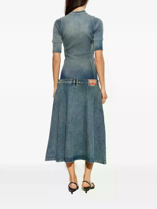 DIESEL® Ribbed-knit Panelled Midi Dress