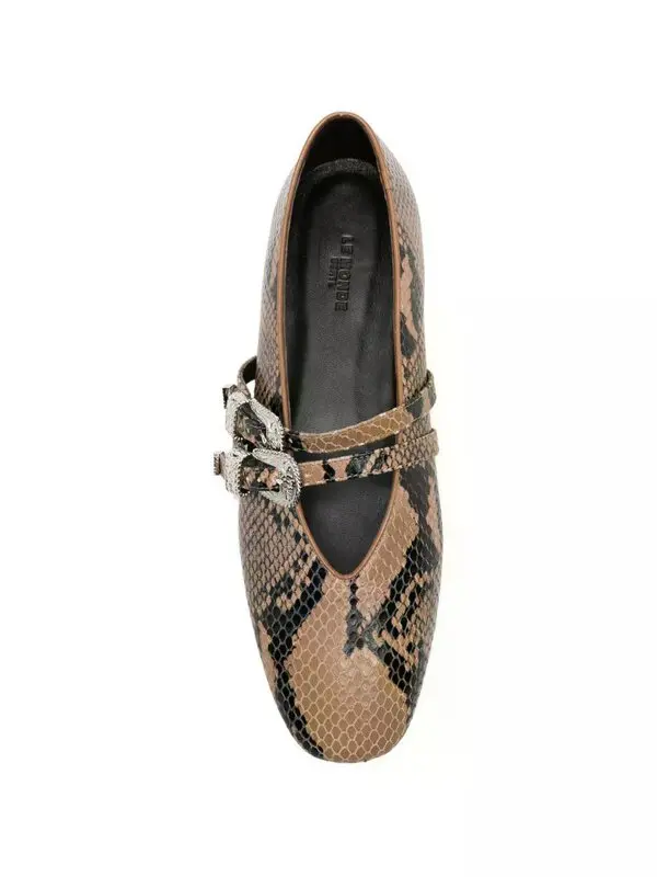 Le Monde Beryl Claudia Snake-effect Ballet Flats