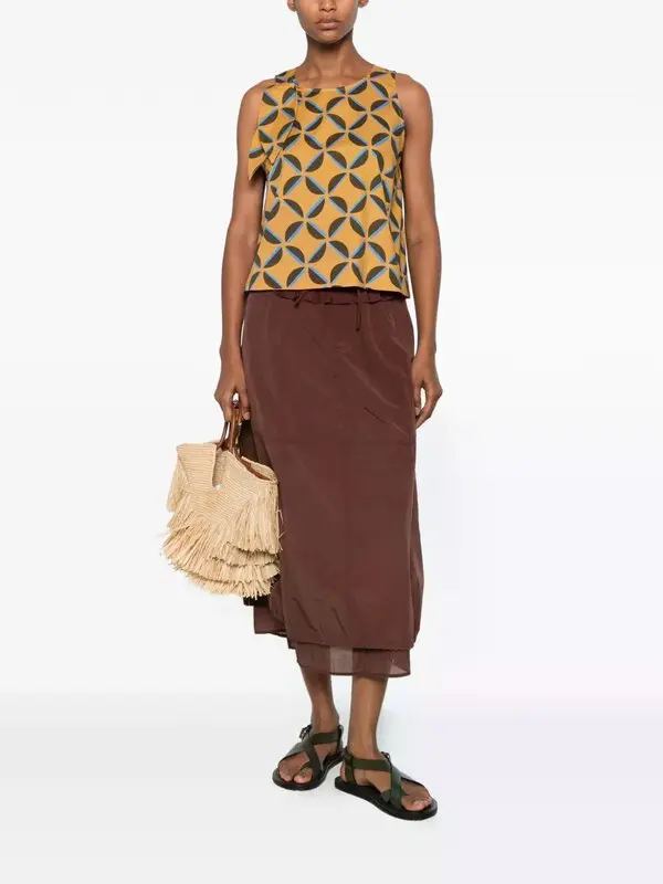 NIU Geometric Print Bow Detail Top