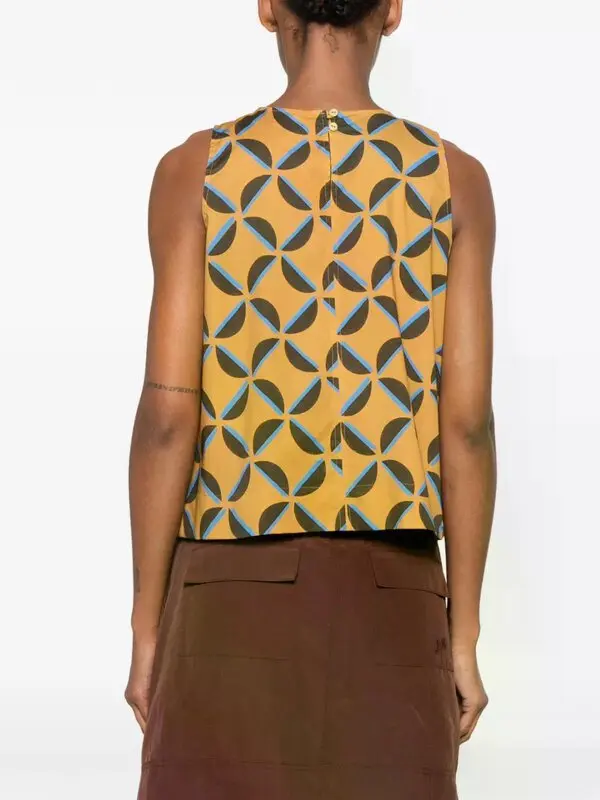 NIU Geometric Print Bow Detail Top