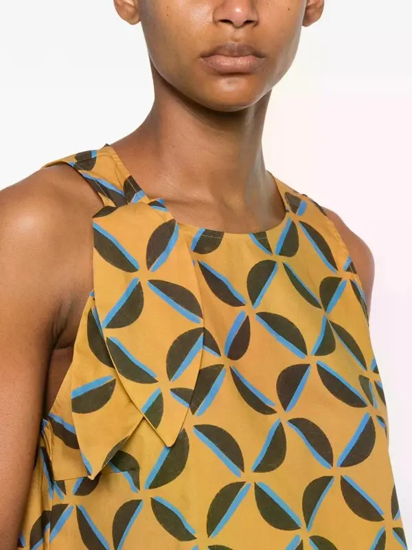 NIU Geometric Print Bow Detail Top