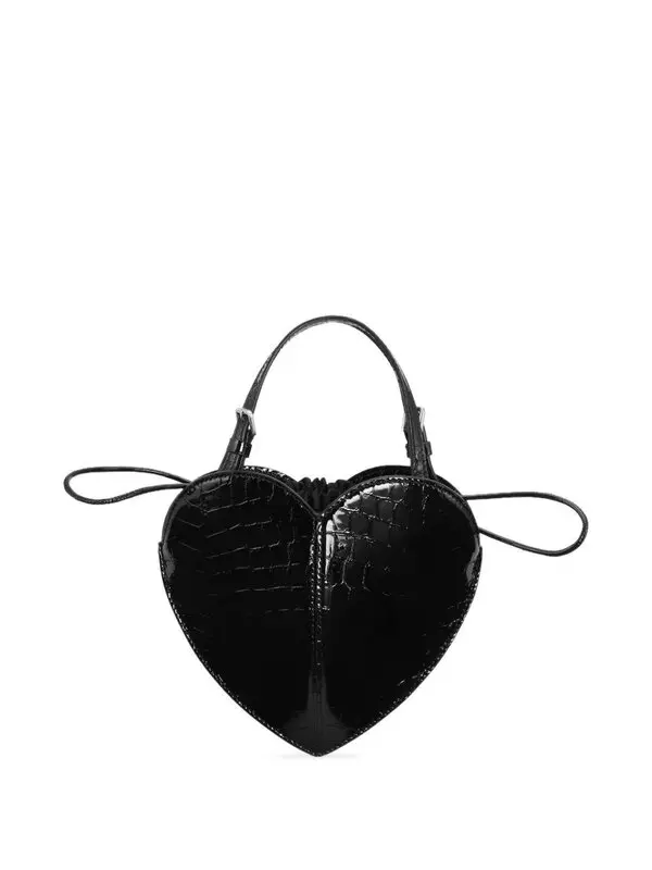 ROTATE BY BIRGER CHRISTENSEN Crocodile-effect Heart-shape Tote Bag - Black