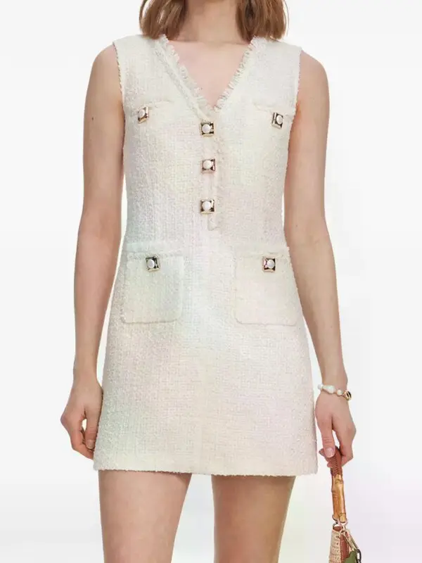 SELF-PORTRAIT Bouclé Frayed-edge Mini Dress