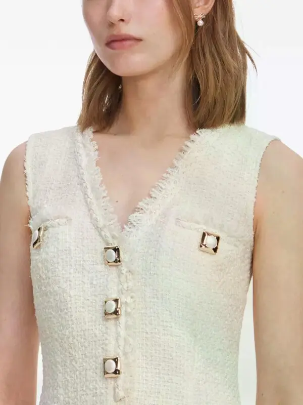 SELF-PORTRAIT Bouclé Frayed-edge Mini Dress