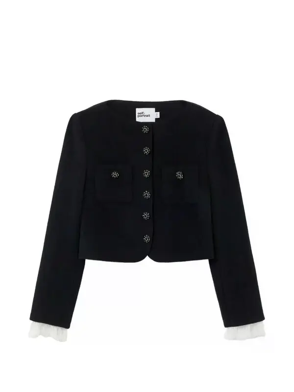 SELF-PORTRAIT Lace-trimmed Cropped Jacket