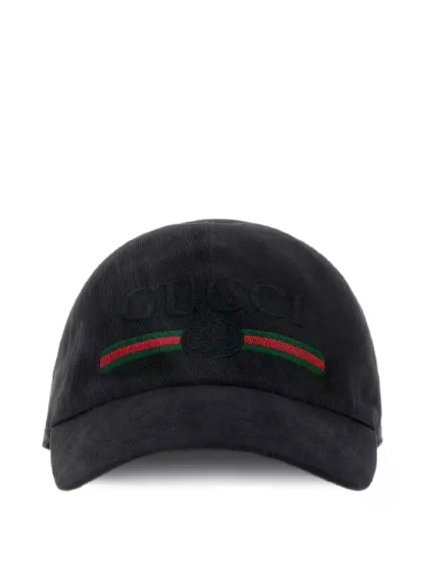 Gucci Baseball Cap With Web Stripe Detail - Black