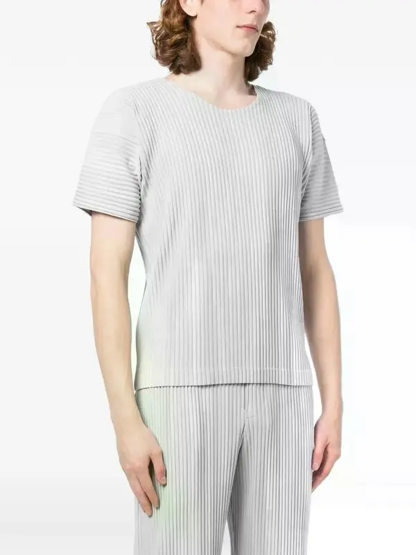 Issey Miyake Pleated Crew-neck T-shirt - Grey