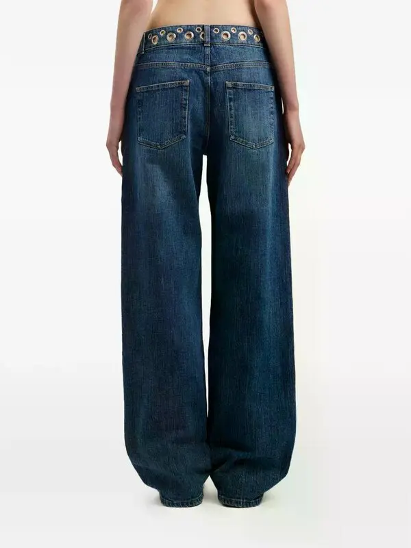 Palm Angels Eyelet Embellished Wide-leg Jeans