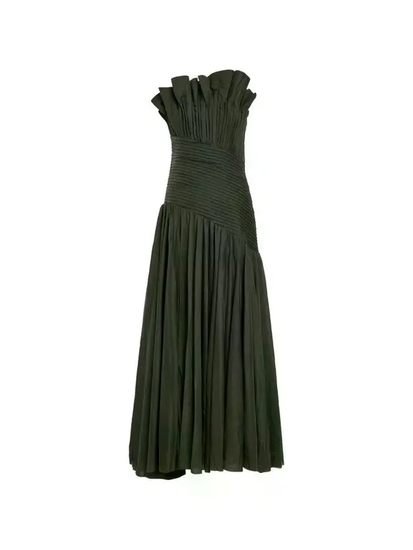 Aje Aquiline Ruffled Pleated Dress - Green