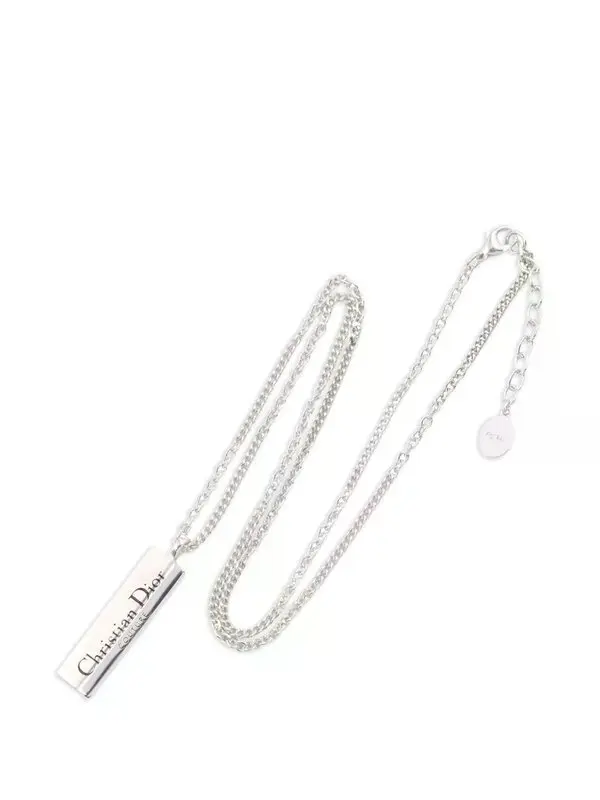 Dior Sterling Logo-engraved Bar Necklace - Silver