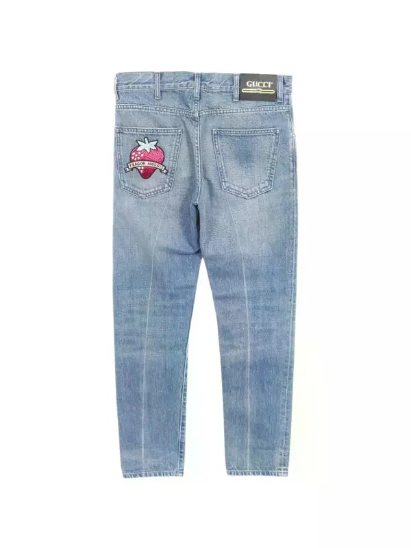 Gucci Strawberry Embroidered Jeans