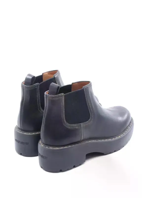 Miu Miu Leather Side Gore Ankle Boots