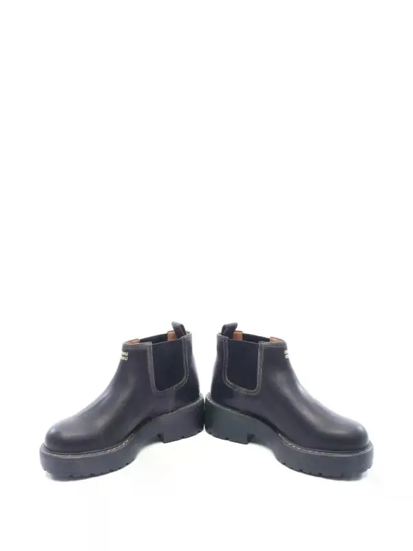 Miu Miu Leather Side Gore Ankle Boots