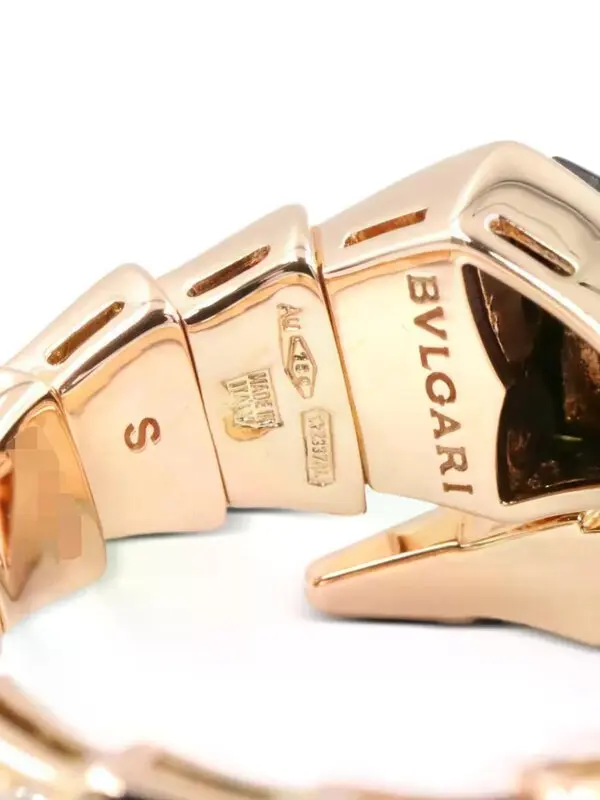 BVLGARI 18k Rose Gold Onyx And Diamond Serpenti Viper Ring