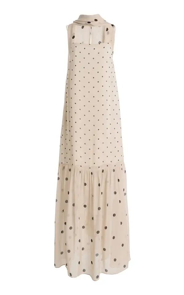 HOUSE OF DAGMAR Polka Dot Maxi Slip Dress - Ivory