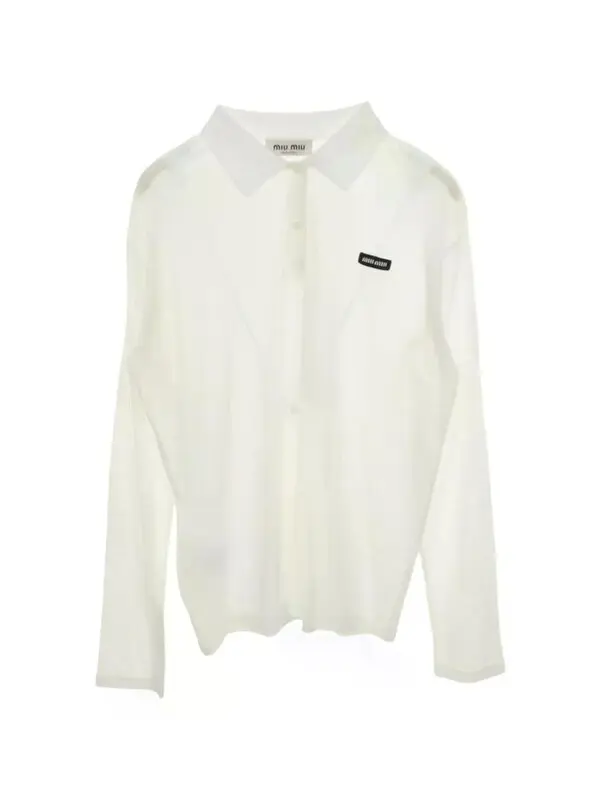 Miu Miu Long-sleeve Polo Shirt With Chest Logo Patch