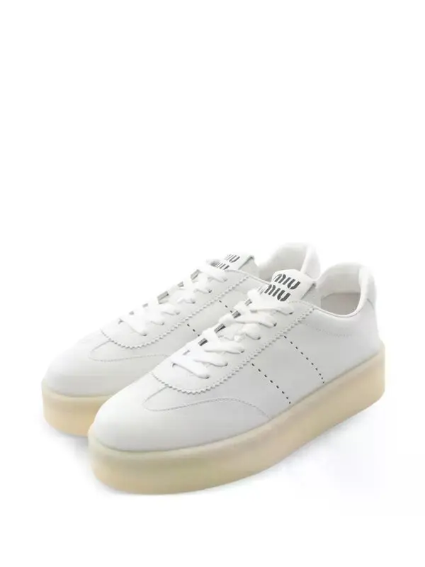 Miu Miu Logo Leather Platform Sneakers