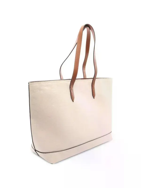JIMMY CHOO Leather Trimmed Canvas Tote Bag