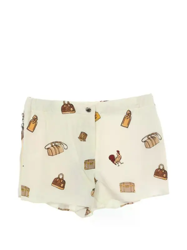 LOUIS VUITTON All-over Pattern Silk Shorts - Neutrals
