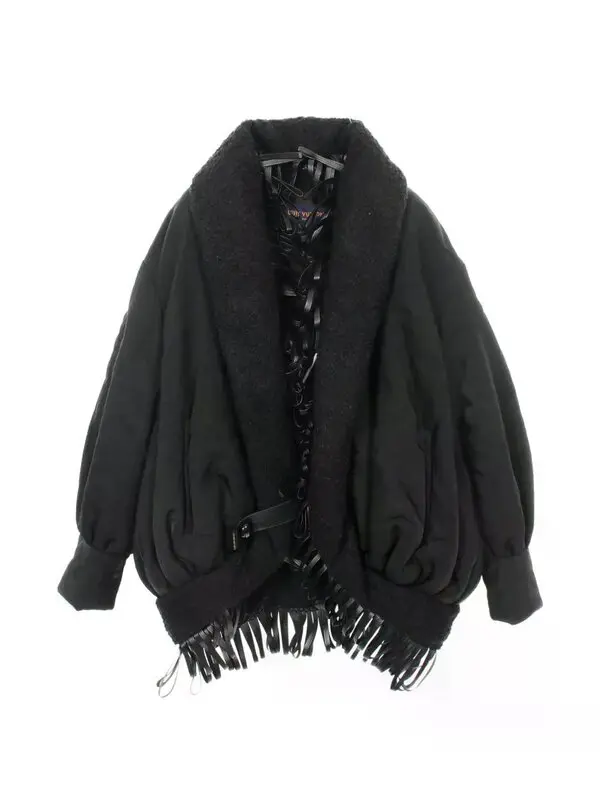 LOUIS VUITTON Silk Bouclé Fringe Cocoon Jacket