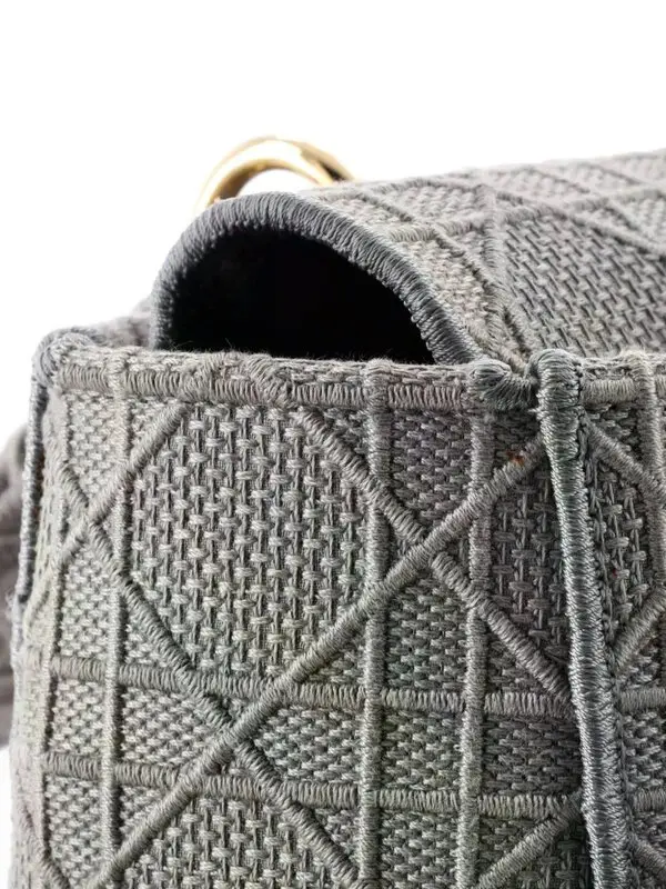 Dior Lady D-lite Bag Cannage Embroidered Canvas Satchel - Grey