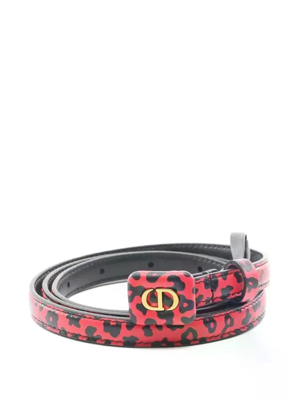 Dior Leopard Print Leather Belt - Red