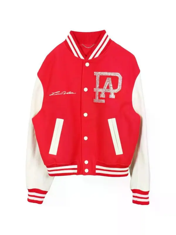 LOUIS VUITTON Wool Varsity Blouson Jacket With Swarovski Crystal Embellishments