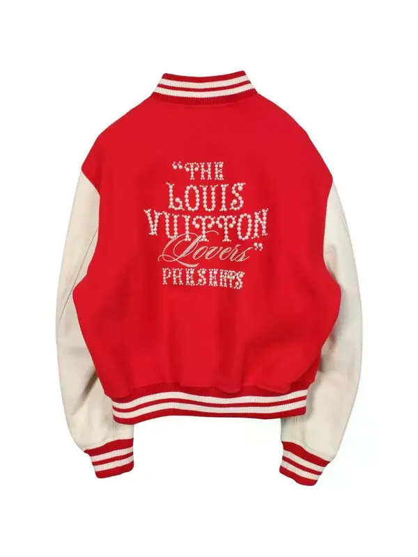 LOUIS VUITTON Wool Varsity Blouson Jacket With Swarovski Crystal Embellishments