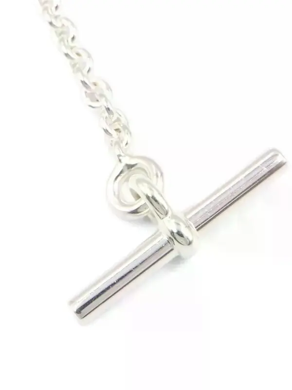 Hermès Tone Engraved Logo Coin Pendant Necklace