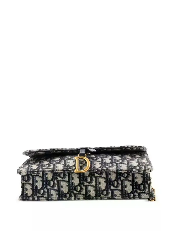 Dior Saddle Pouch Wallet On Chain - Blue
