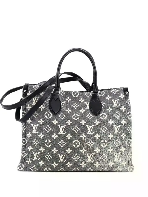 LOUIS VUITTON Onthego Mm Monogram Jacquard Denim Shoulder Bag