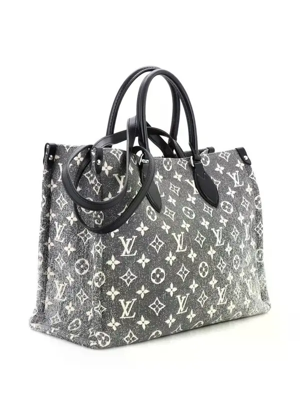 LOUIS VUITTON Onthego Mm Monogram Jacquard Denim Shoulder Bag