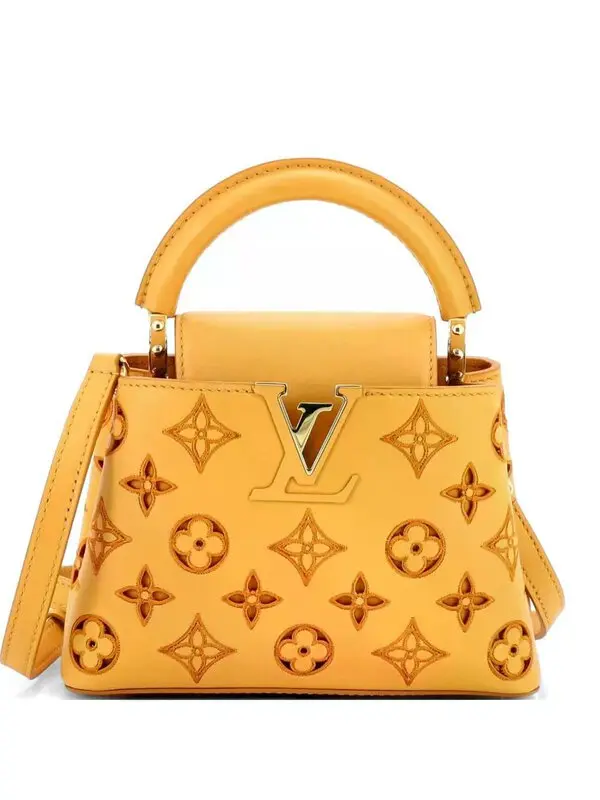 LOUIS VUITTON Capucines Bag Monogram Cutout Broderie Leather Mini Shoulder Bag