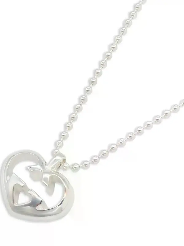 Gucci Heart Interlocking G Necklace - Silver
