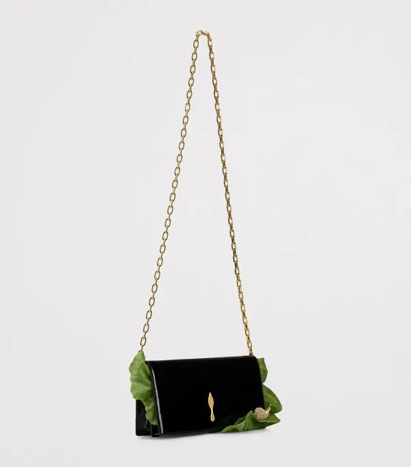 CHRISTIAN LOUBOUTIN Bettina Snail Embellished Patent Leather Clutch Bag - Black