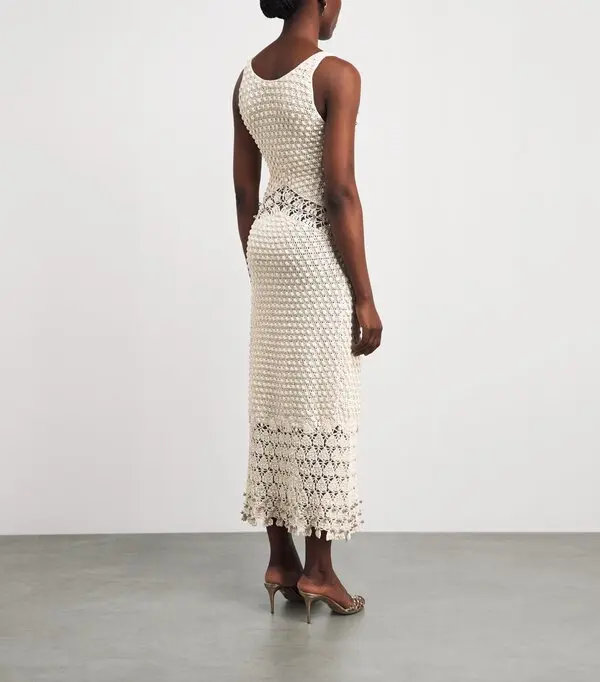 Rabanne Crocheted Metallic Pearl Midi Dress