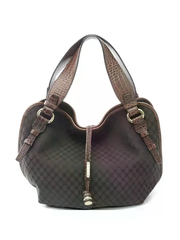 Celine Macadam Croc-embossed Leather Handbag