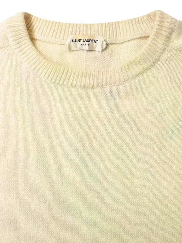 Saint Laurent Cream Wool Knitted Crewneck Sweater