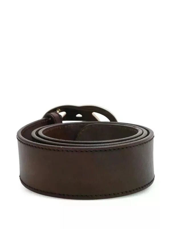 Gucci Double G Logo Leather Belt - Brown