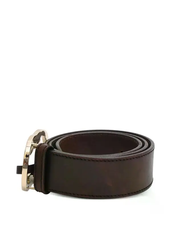 Gucci Double G Logo Leather Belt - Brown