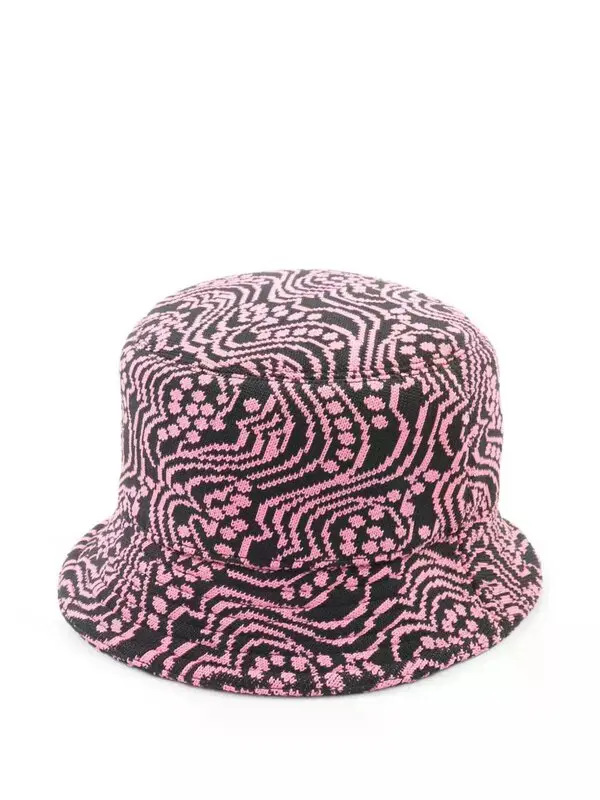 Prada Enamel Triangle Logo Bucket Hat - Black