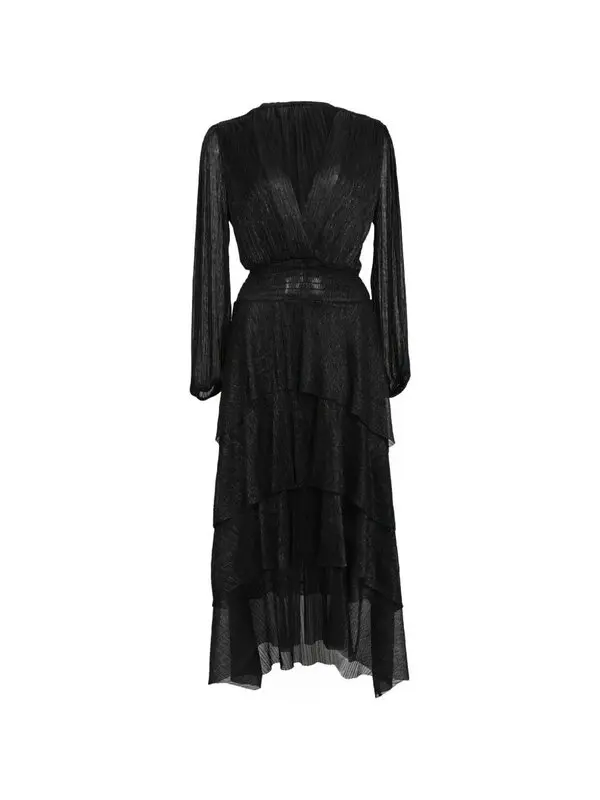 Maje Tiered Metallic-knit Dress