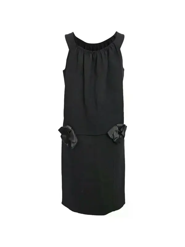 Oscar De La Renta Wool Pleated Shift Dress