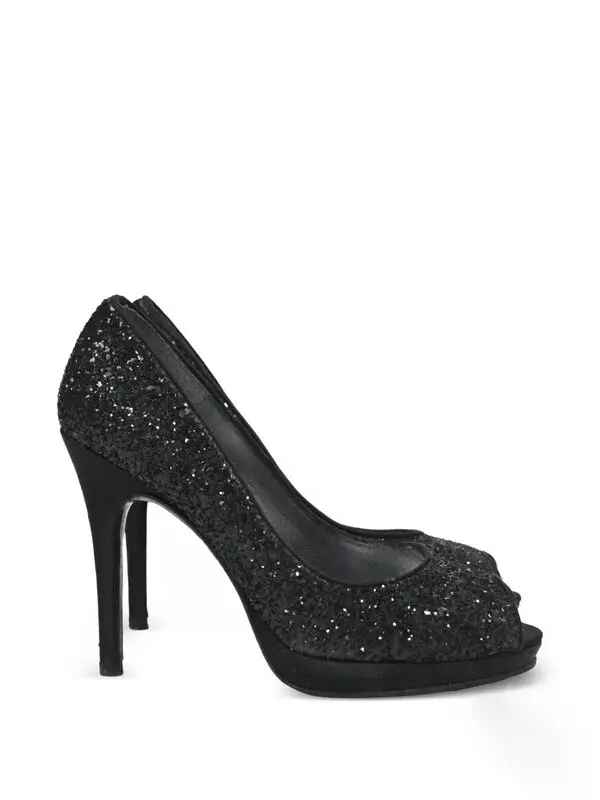 STUART WEITZMAN Glitter Peep-toe Pumps