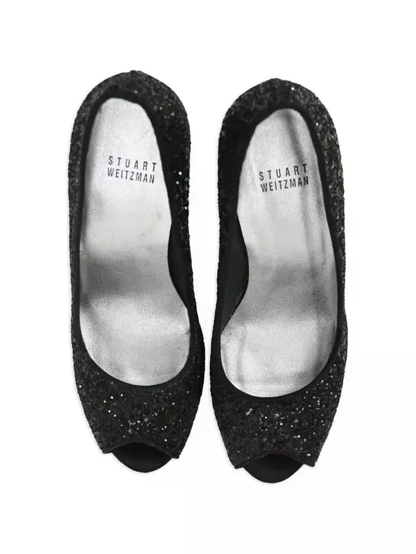 STUART WEITZMAN Glitter Peep-toe Pumps