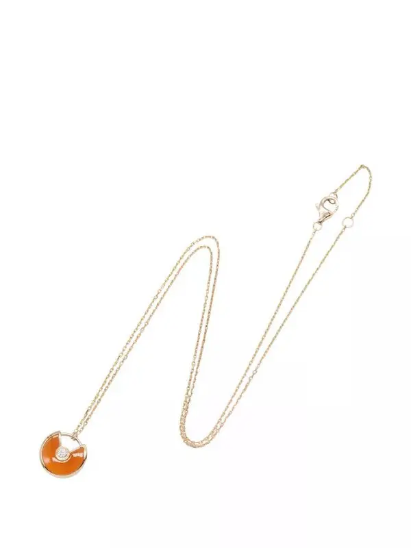 Cartier Gold Carnelian Diamond Necklace - Pink