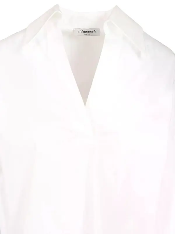 AL DUCA D’AOSTA 1902 V-neck Cotton Blouse With Spread Collar