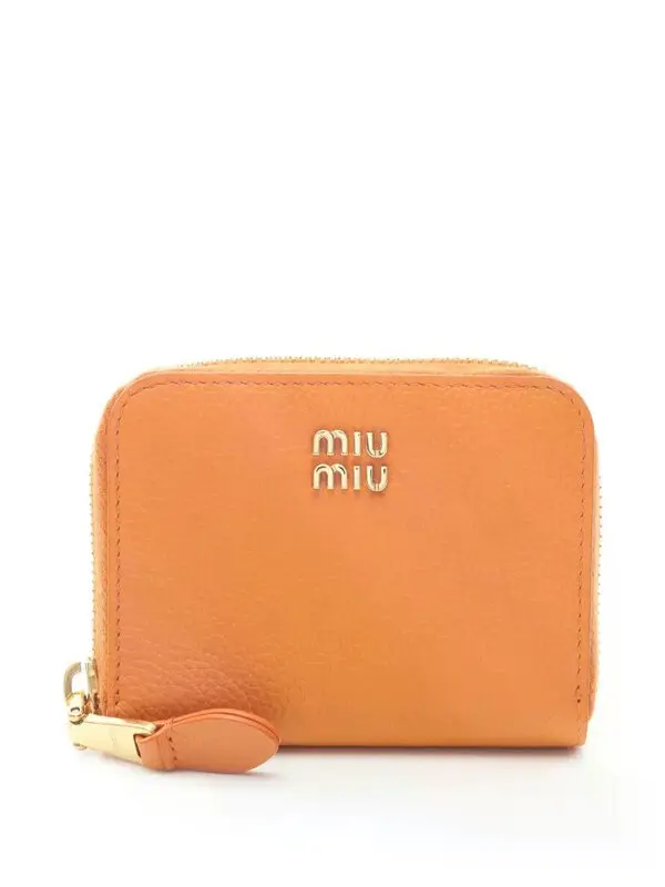 Miu Miu 2010s Logo-lettering Leather Coin Purse - Orange